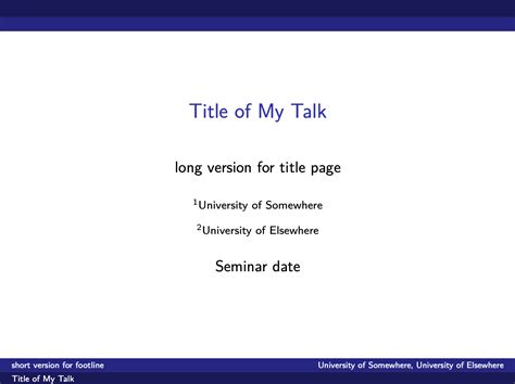 Header Footer Running Author Title Etc For Beamer Slide Using