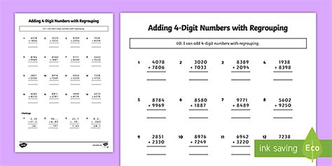 Digit Addition Worksheet Primary Resources Twinkl