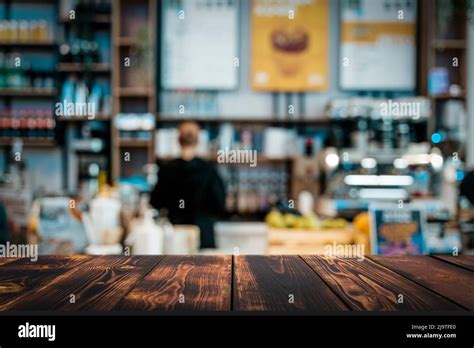Coffee Shop Table Background Blurred Interior Cafe Restaurant With