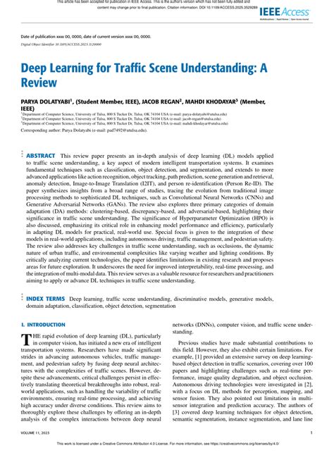 PDF Deep Learning For Traffic Scene Understanding A Review