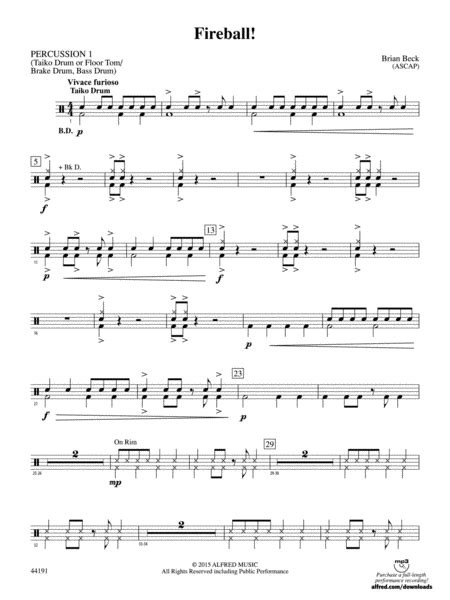 Fireball 1st Percussion Concert Band Digital Sheet Music Sheet