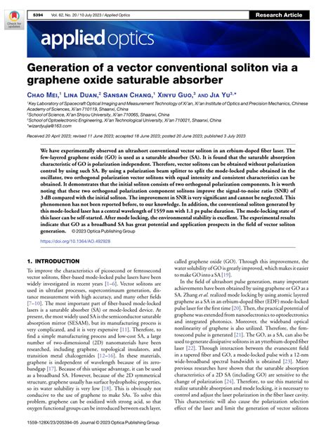 Generation Of A Vector Conventional Soliton Via A Graphene Oxide Saturable Absorber Request Pdf