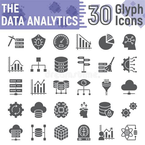Data Analytics Line Icon Set Database Symbols Stock Vector