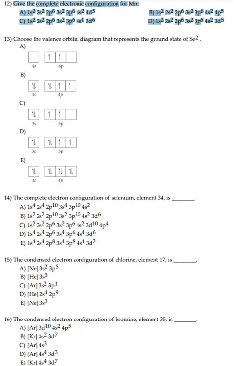 Solved 12 Give The Complete Electronic Configuration For