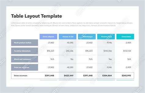 Modern Business Table Layout Template With The Total Sum Row And Place For Your Content 이미지