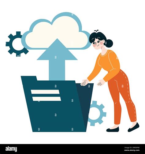 cloud computing concept professional woman integrates technology with
