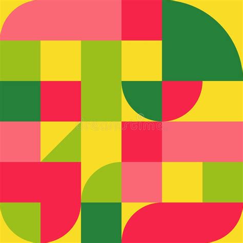 Seamless Square Pattern In Bauhaus Style With Geometric Shapes Stock Vector Illustration Of