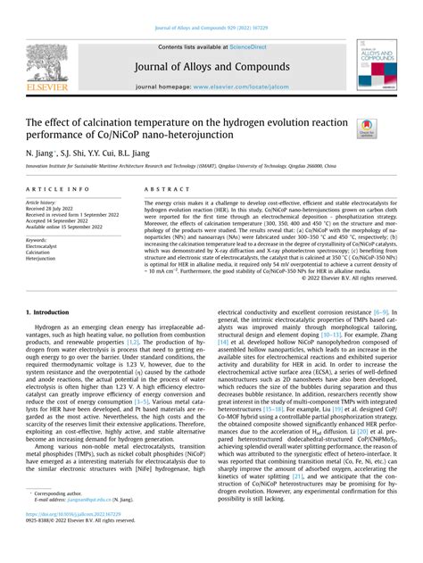 Pdf The Effect Of Calcination Temperature On The Hydrogen Evolution Reaction Performance Of Co