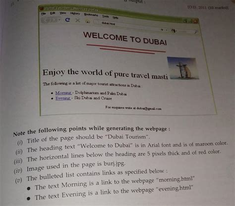 Write Html Code To Generate The Following Output