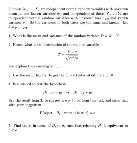 Solved Suppose X1 X Are Independent Normal Random