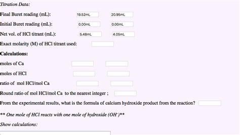 Solved Please Help Molarity Of Hcl 0 300 1 Exact Molarity
