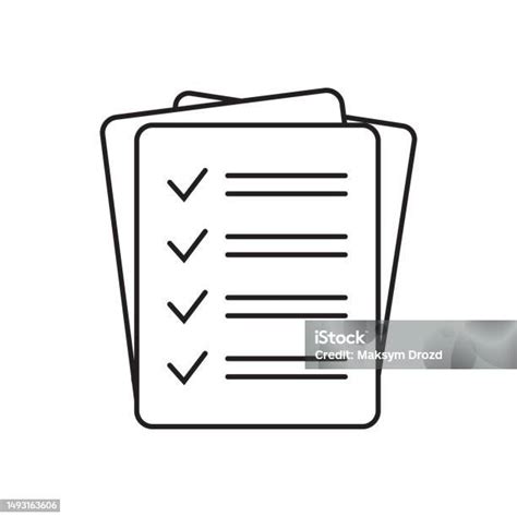 체크 목록 벡터 아이콘은 라인 아트 스타일입니다 문서 아이콘 설문지 아이콘입니다 텍스트 문서 벡터 아이콘 디자인 요소 긴급 개념에 대한 스톡 벡터 아트 및 기타 이미지
