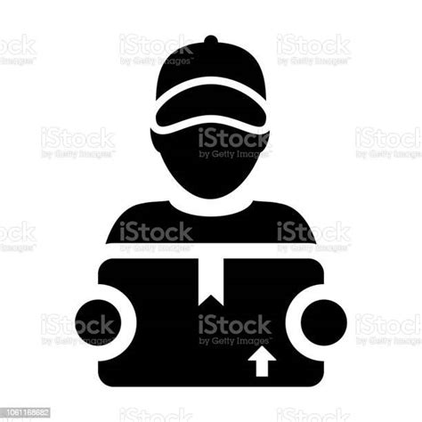 상자 아이콘 벡터 남성 물류 노동자 서비스 사람 프로필 아바타 택배 및 배달 문양 그림 기호에 대 한 화물 패키지 상자 고객에