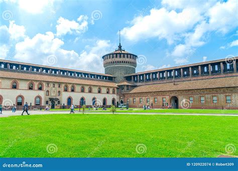 Square Inside Sforza Castle Castello Sforzesco Editorial Stock Image