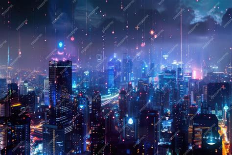 Cityscape Skyline With Smart Services Networks And Augmented Reality Premium Ai Generated Image