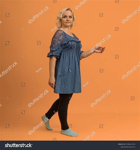 Pretty Bbw Blonde Woman Blue Dress Stock Photo Shutterstock