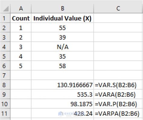 How To Calculate Variance In Excel Easy Guide Exceldemy