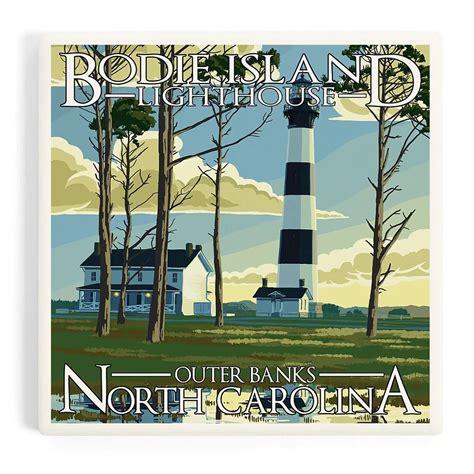 Outer Banks North Carolina Bodie Island Lighthouse Ceramic Coaster