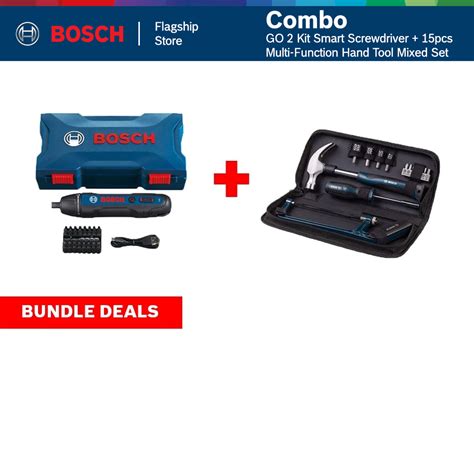 Bosch [combo] Go 2 Kit Smart Screwdriver 06019h2181 Bosch 15pcs Multi Function Hand Tool