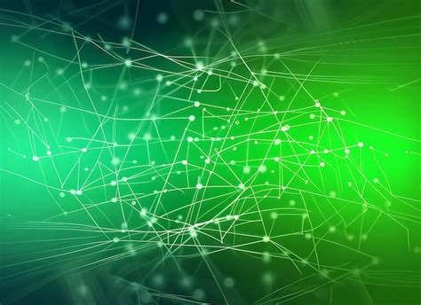 Premium Ai Image Abstract Background With Green Moving Lines And Dots Network Connection
