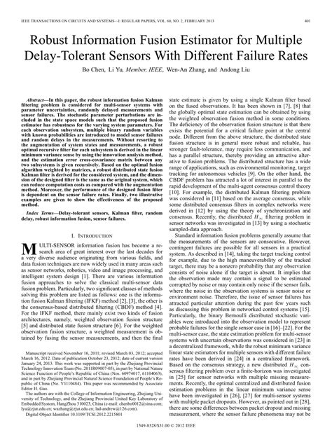 PDF Robust Information Fusion Estimator For Multiple Delay Tolerant Sensors With Different