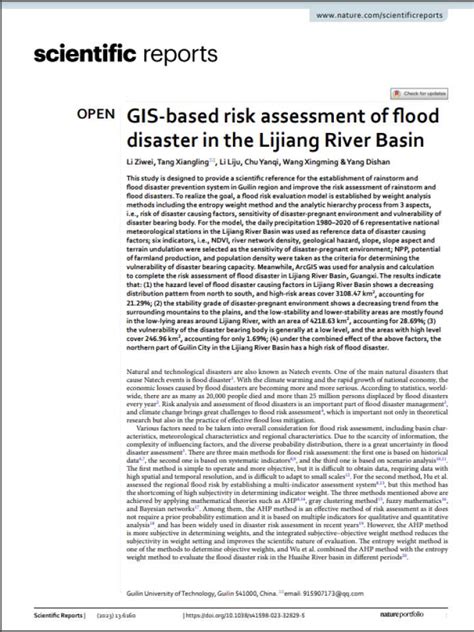 Gis Based Risk Assessment Of Flood Disaster In The Lijiang River Basin Preventionweb
