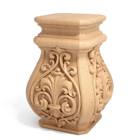 Sqaure Column Pedestal Ornate Wooden Base