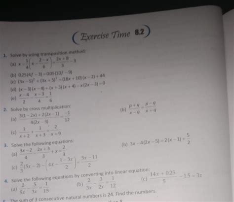 Here Are The Questions 1 Solve By Using Transposition Method A X