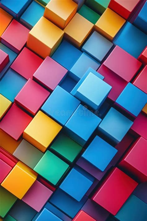 Colorful 3d Cubes Arrangement In Vibrant Patterns And Textures Showcasing Geometric Shapes And