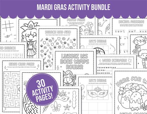 Mardi Gras Printable Activity Pack With Coloring Pages Word Search