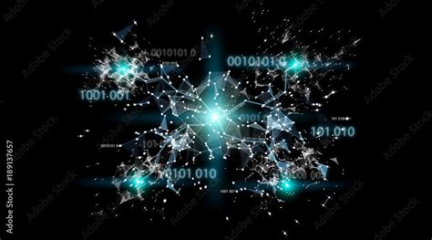Digital Binary Code Connection Network Background 3d Rendering Stock
