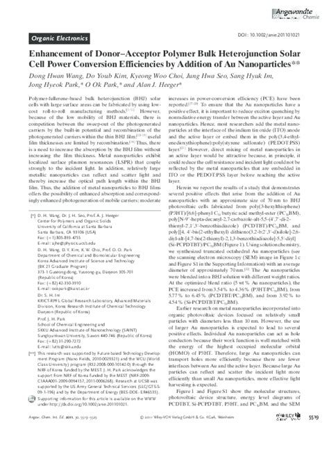 Pdf Enhancement Of Donor Acceptor Polymer Bulk Heterojunction Solar Cell Power Conversion