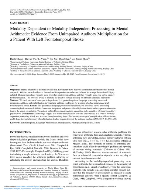 Pdf Modality Dependent Or Modality Independent Processing In Mental
