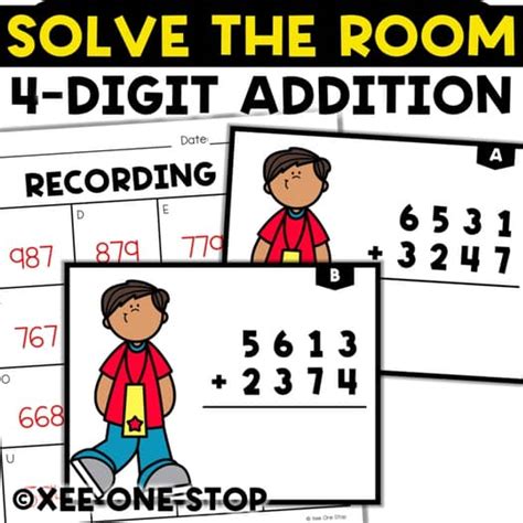 4 Digit Addition Without Regrouping Math Centers Activities By Xee One Stop