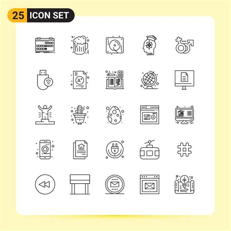 Set Of 25 Modern Ui Icons Symbols Signs For Gender Knowledge Birthday Human Capability Editable