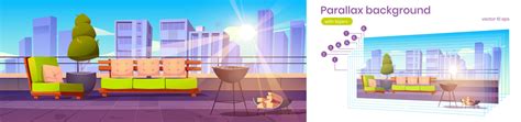 Parallax Background Summer Cafe On Roof Animation 14071190 Vector Art At Vecteezy