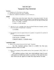 GLG 102 Lab 7 Worksheet Docx GLG 103 Lab 7 Topographic Maps Worksheet Directions A Complete