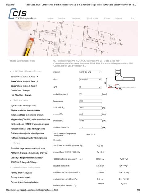 Code Case 2901 Consideration Of External Loads On Asme B165 Standard Flanges Under Asme Code