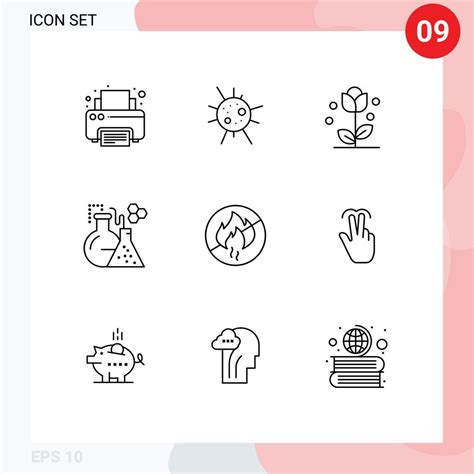 Pack Of 9 Modern Outlines Signs And Symbols For Web Print Media Such As No Tube Floral Test