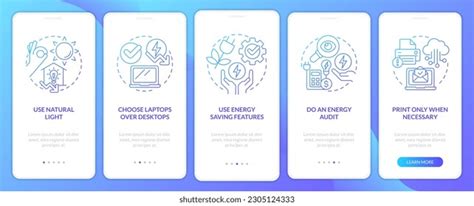 Energy Efficiency Work Blue Gradient Onboarding Stock Vector Royalty Free 2305124333