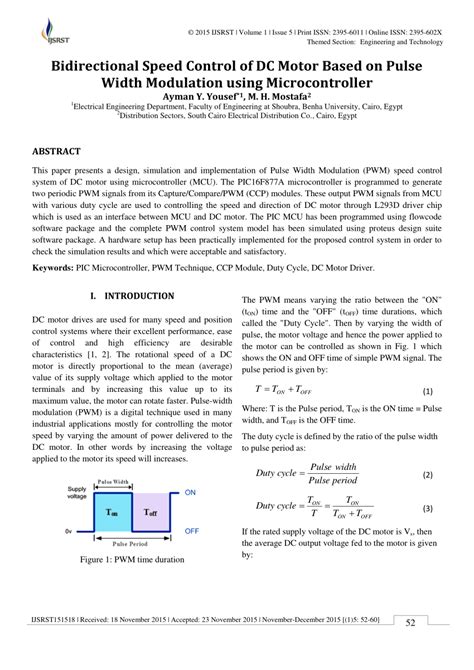 Pdf Bidirectional Speed Control Of Dc Motor Based On Pulse Width Modulation Using Microcontroller