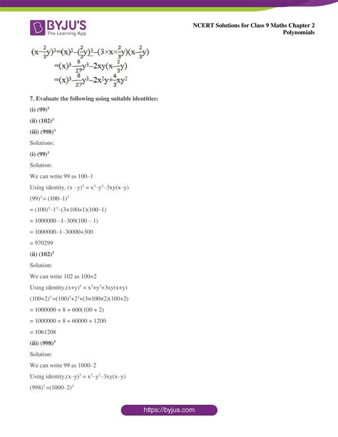 Ncert Solutions For Class 9 Maths Chapter 2 Polynomials