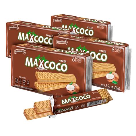 Colombina Maxcoco Coconut Cream Wafer Cookies Individually Wrapped Ideal For