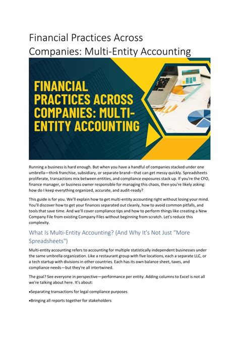 Ppt Financial Practices Across Companies Multi Entity Accounting Powerpoint Presentation Id