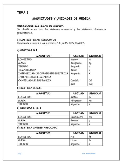 Magnitudes Y Unidades De Medida Pdf