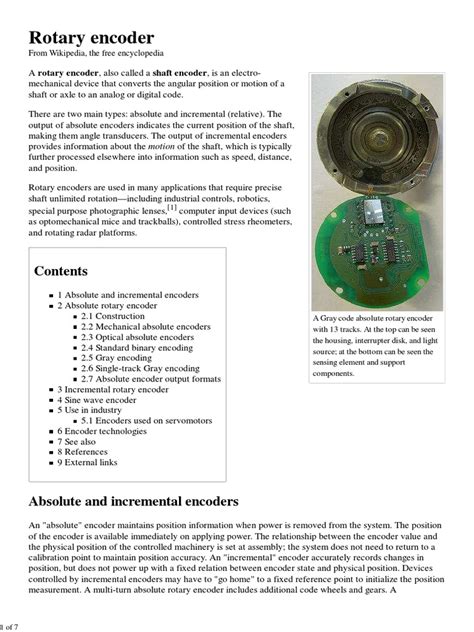 Rotary Encoder Wikipedia The Free Encyclopedia Pdf Electrical
