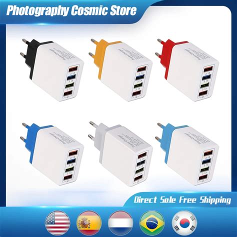 Eu 플러그 Usb 빠른 충전 충전기 4 포트 휴대용 Abs 소재 여행 벽 충전기 5 V1 동시 충전을위한 출력 Aliexpress
