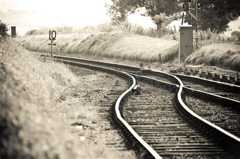 Train Tracks Vintage Style Rail Tracks Merging Into One Affiliate