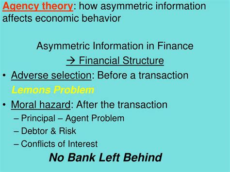 Ppt Agency Theory How Asymmetric Information Affects Economic