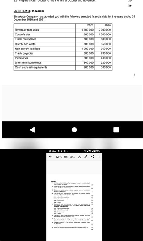 question 3 15 marks simakade company has provided